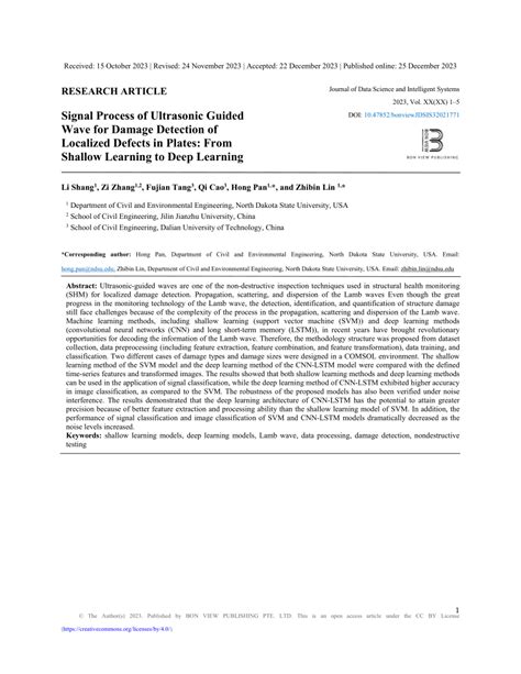 PDF Signal Process Of Ultrasonic Guided Wave For Damage Detection Of Localized Defects In