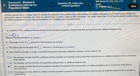 Solved Til Homework Module 6 Confidence Interval For