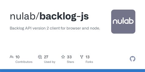 Github Nulabbacklog Js Backlog Api Version 2 Client For Browser And Node