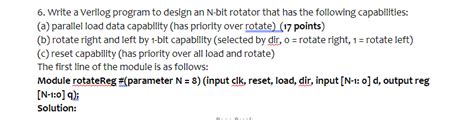 6 write a verilog program to design an n bit rotator