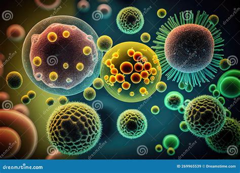 Macro Image Of Different Pathogens Virus Bacteria Microbes AI Generated Stock Illustration