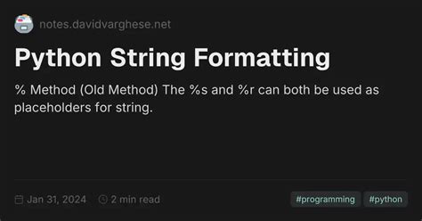 Python String Formatting