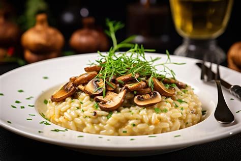 Premium Ai Image A Gourmet Mushroom Risotto Served In A Fancy Restaurant