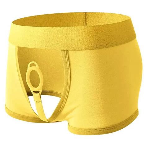 Cock Ring Underwear Mens Sexy Cockring Boxers With Penis Pouch Open