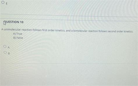Solved A Unimolecular Reaction Follows First Order Kinetics
