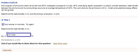 solved problem 6 035 si one kilogram of ammonia initially at 8 0 bar