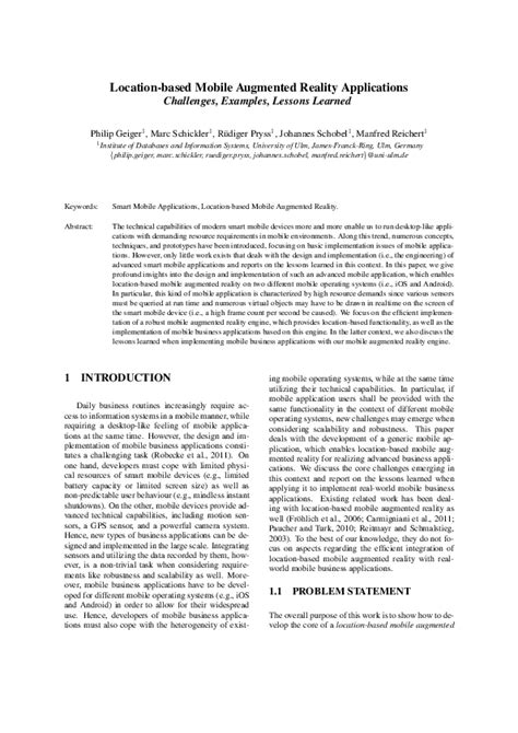 Pdf Location Based Mobile Augmented Reality Applications 2014