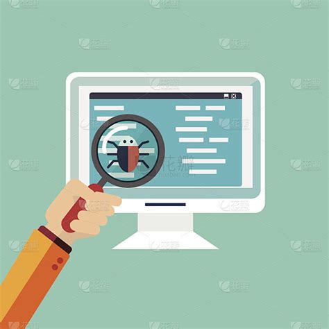 搜索bug病毒带电脑的放大镜