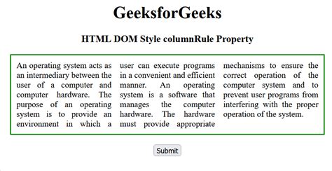 Html Dom Style Columnrule Property Geeksforgeeks