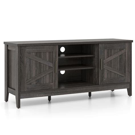 Farmhouse Entertainment Center Tv Stand With 2 Storage Cabinets For