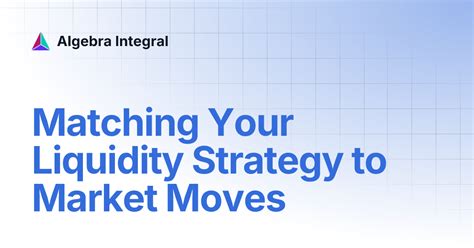 Matching Your Liquidity Strategy To Market Moves Algebra Integral