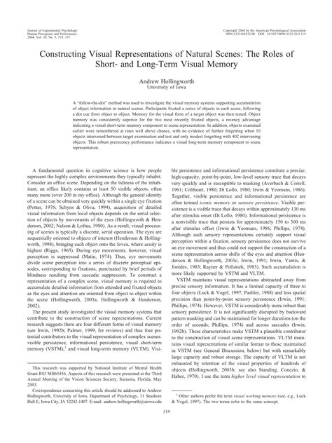 Constructing Visual Representations Of Natural Scenes The Roles Of