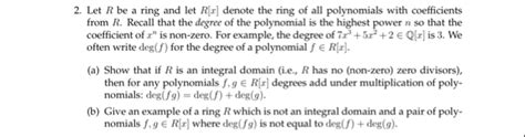 solved let r ﻿be a ring and let r[x] ﻿denote the ring of all