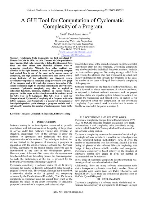 Pdf A Gui Tool For Computation Of Cyclomatic Complexity Of A Program