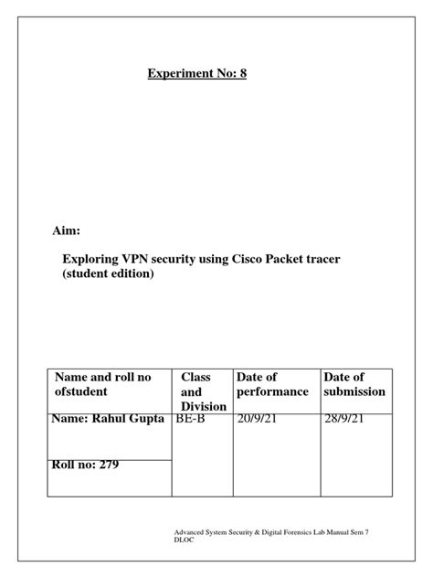 Experiment No 8 Advanced System Security And Digital Forensics Lab