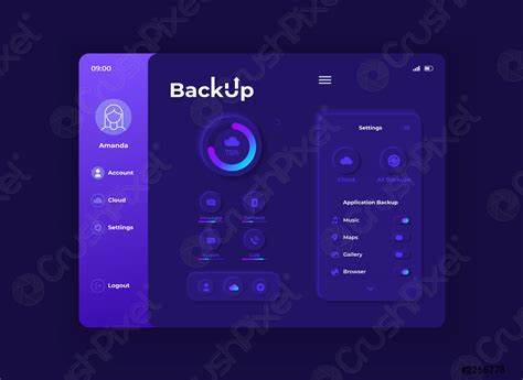Backup Application Tablet Interface Vector Template Mobile App Page