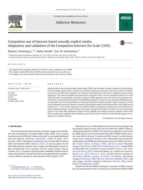 Pdf Compulsive Use Of Internet Based Sexually Explicit Media