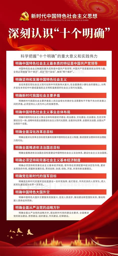 党建海报党建海报 红色简约风政务党政十个明确宣传口号海报 免费下载 党建海报配图（1242像素） 千图网