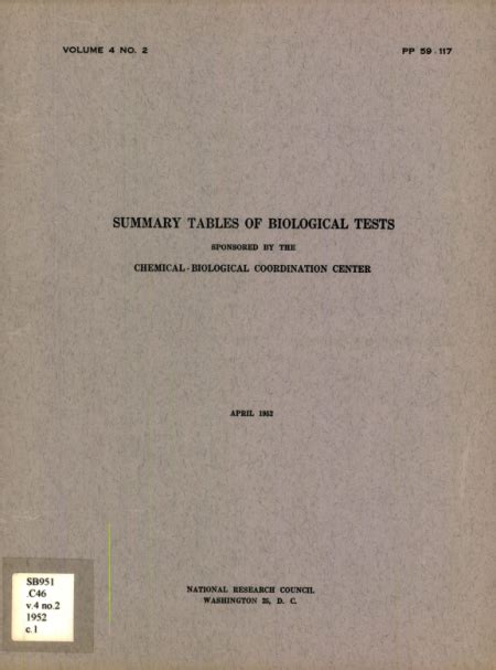 enzyme tests summary tables of biological tests volume 4 no 2