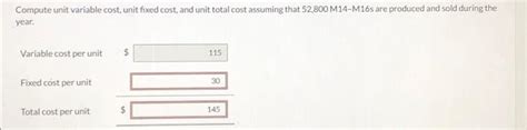 solved compute unit variable cost unit fixed cost and unit