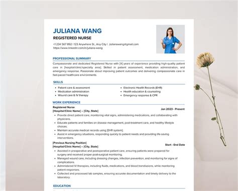 Nurse Resume Template Editable New Grads Modern And Ats Friendly Rn