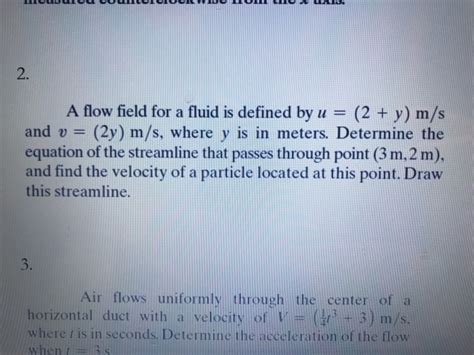 Solved A Flow Field For A Fluid Is Defined By Y Chegg Com