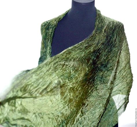 Купить шарф зелёный длинный женский шёлковый зеленый шарф палантин шарф ручная роспись