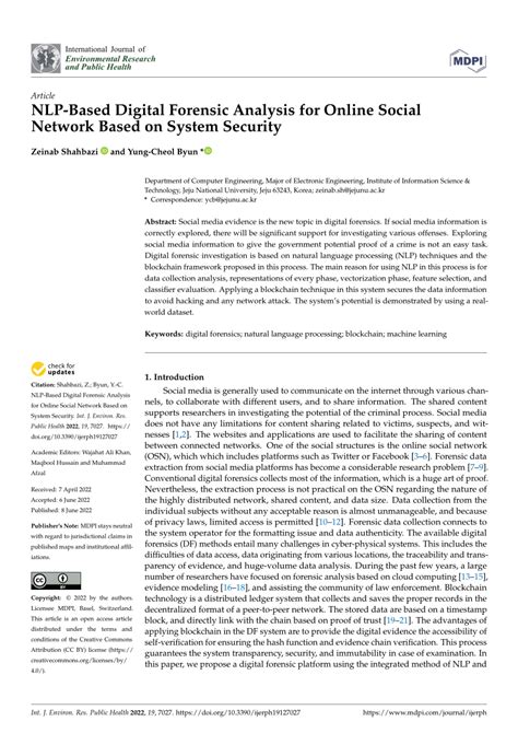 PDF NLP Based Digital Forensic Analysis For Online Social Network Based On System Security