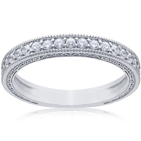 Pompeii 12ct Diamond Wedding Vintage Ring Anniversary Stackable Band