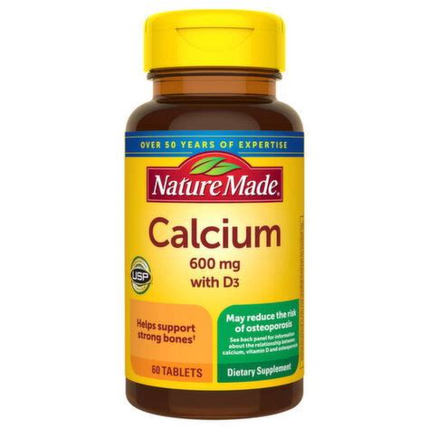 Nature Made Calcium 600 Mg Tablets Brookshires