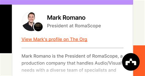 Mark Romano President At Romascope The Org