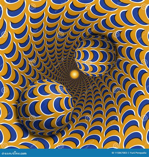 Optical Illusion Illustration Two Balls Are Moving In Mottled Hole Stock Vector Illustration