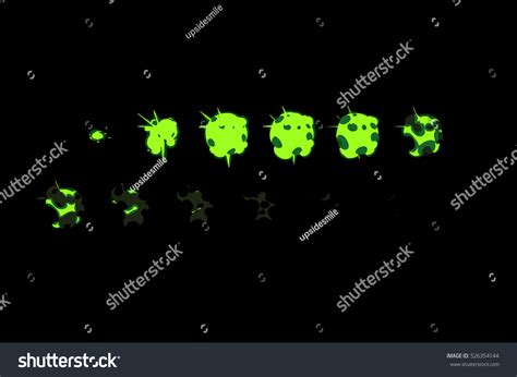 Sprite Sheet Round Bubble Explosion Poisonous Stock Vector Royalty