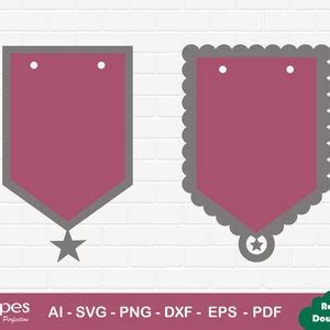 Layered Spearhead Bunting Banner Svg Template Pennant Cut File