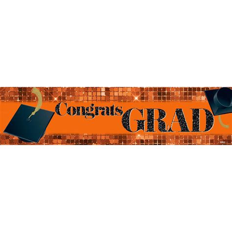 Congrats Grad Banner Orange Pop Party Supply