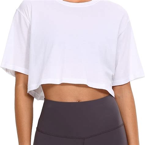 Crz Yoga Tops Crz Yoga Womens Pima Cotton Workout Crop Tops Short