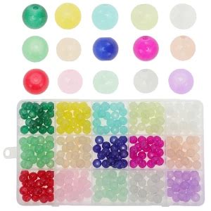 Unique Bargains Round Glass Beads For Bracelets 8mm Assorted Colors For