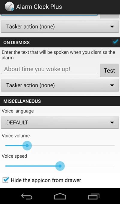 make your android speak custom text on snooze or dismiss of alarm