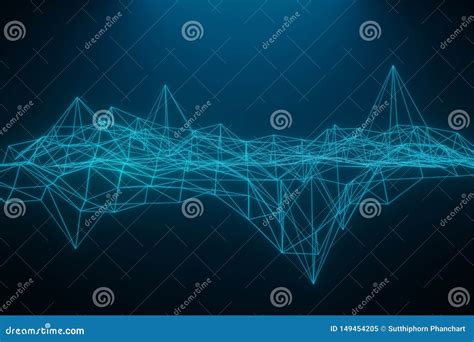 Abstract Polygonal Space Low Poly Dark Background With Connecting Dots