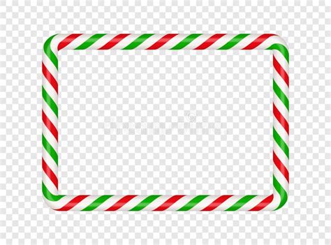 Christmas Candy Cane Rectangle Frame With Red And Green Stripe Xmas