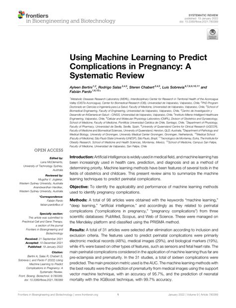 Pdf Using Machine Learning To Predict Complications In Pregnancy A