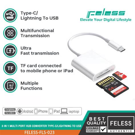 In Multi Port Hub Converter Type C Lightning To USB OTG Adapter TF SD Memory Card Reader For