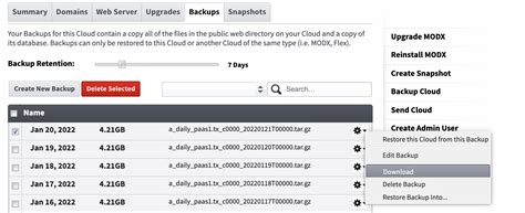 Download A Backup Modx Cloud Support