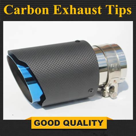 Akrapovic용 자동차 매트 탄소 섬유 배기 시스템 머플러 팁 범용 스트레이트 스테인레스 블루 머플러 멀티 사이즈머플러 Aliexpress