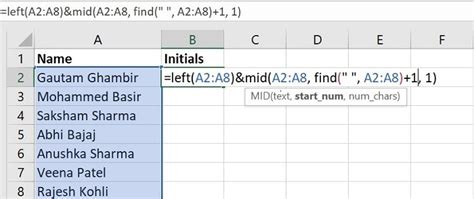 Extract Initials From Names In Excel