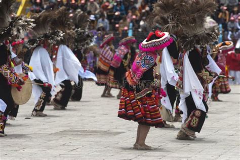 Peru Feb 03 2019 People With Mask Playing Music And Dancer In Carnaval Festival Of The