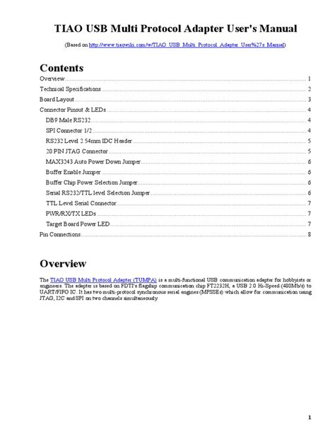 Tiao Usb Multi Protocol Adapter User Pdf Usb Telecommunications