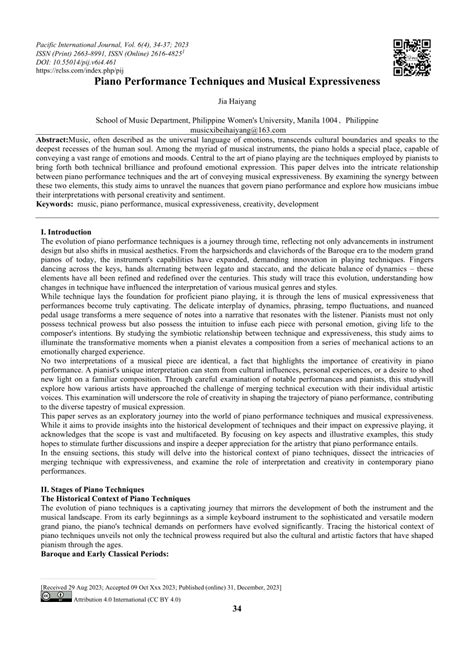 Pdf Piano Performance Techniques And Musical Expressiveness