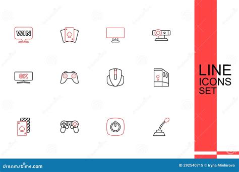 Set Line Microphone Power Button Game Controller Or Joystick Playing