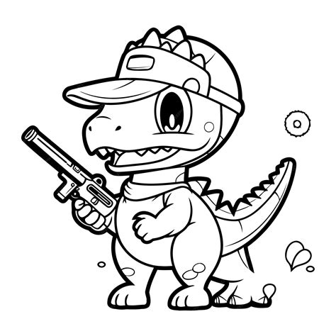 Premium Vector Black And White Cartoon Illustration Of Cute Dinosaur